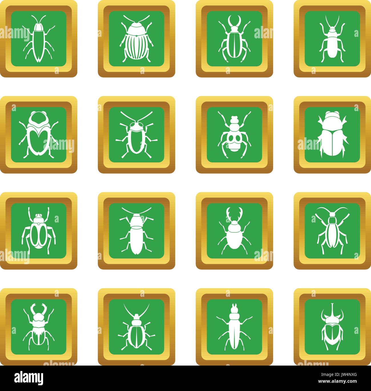 Bugs icons set green Stock Vector Image & Art - Alamy