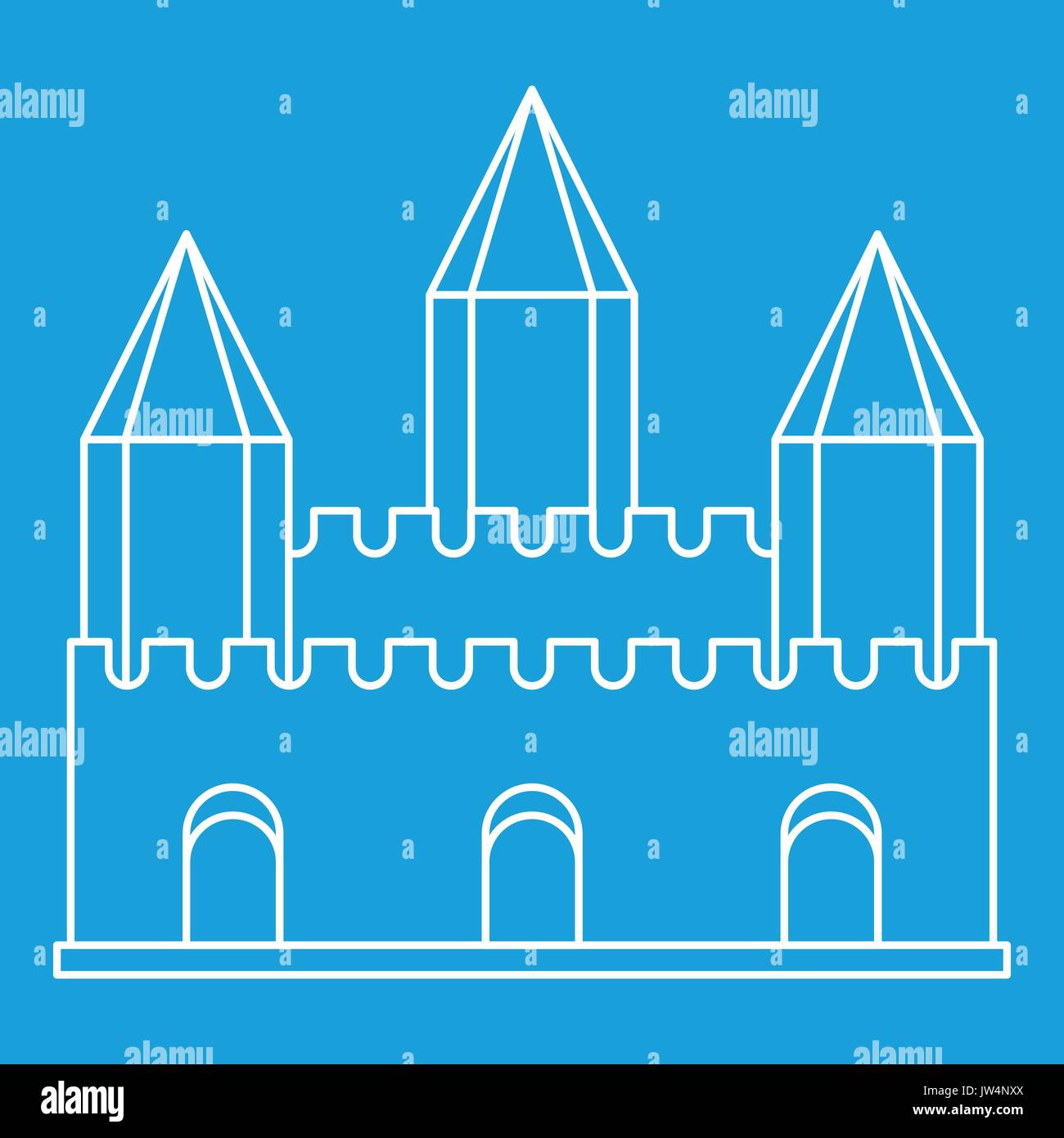 Ancient fort with towers icon, outline style Stock Vector Image & Art ...