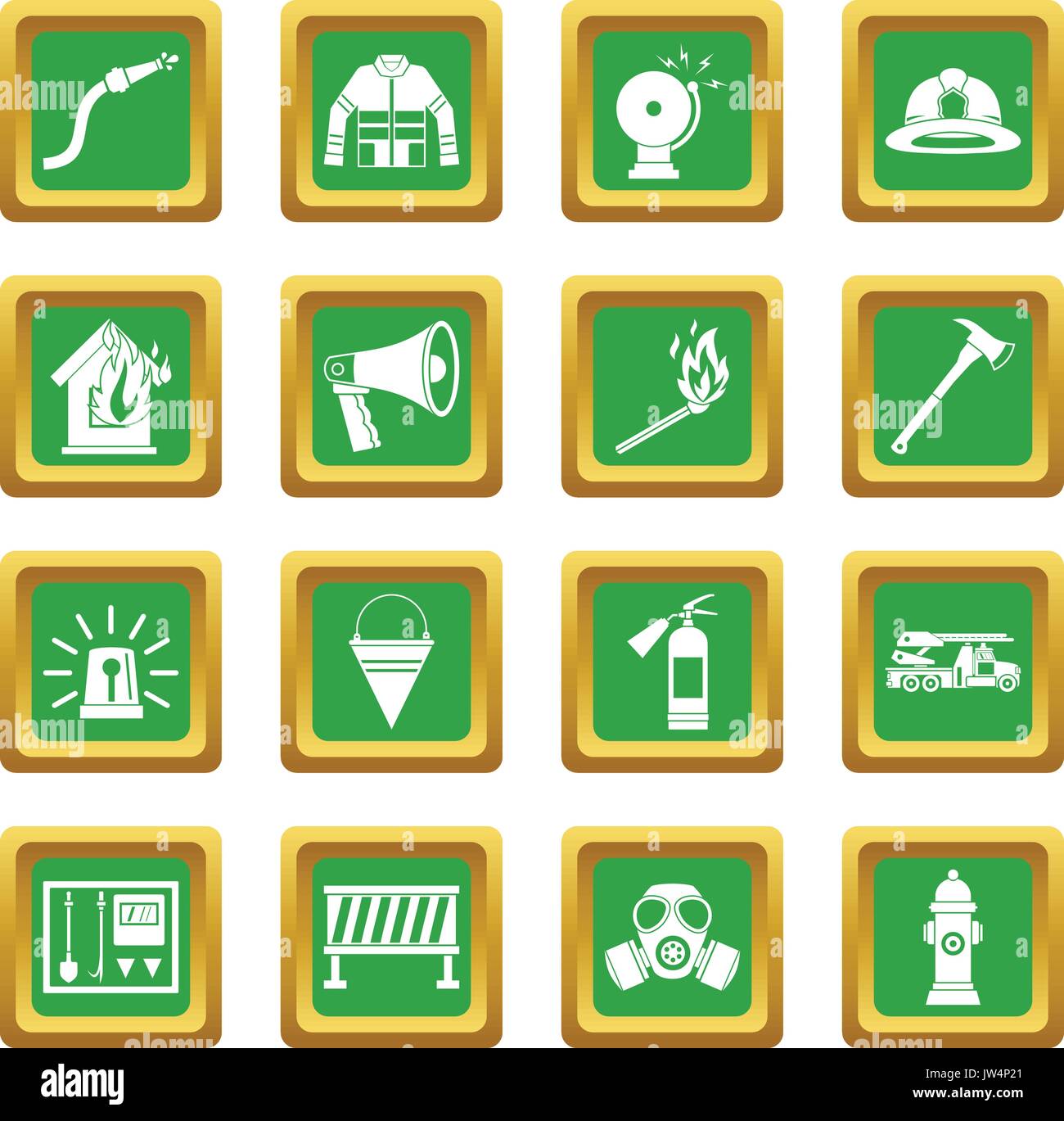 Fireman tools icons set green Stock Vector Image & Art - Alamy