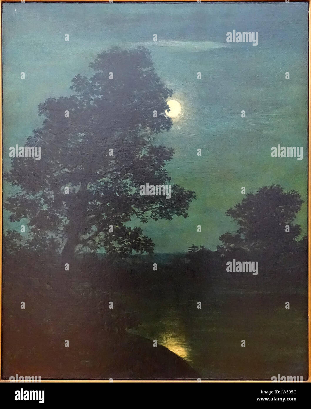 Moonlight on the Brook, by Ralph Albert Blakelock, c 1886 1895, oil on ...