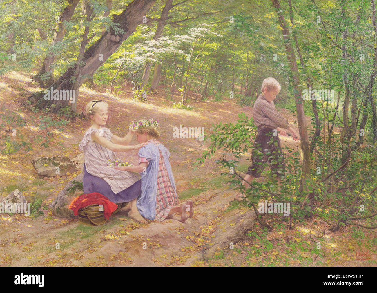 A garland of flowers frigyes friedrich miess Stock Photo - Alamy