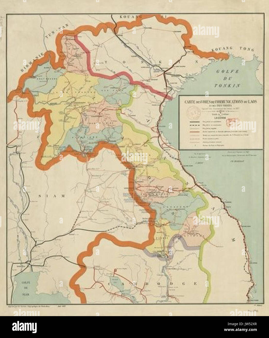Carte Laos 1927 Stock Photo - Alamy