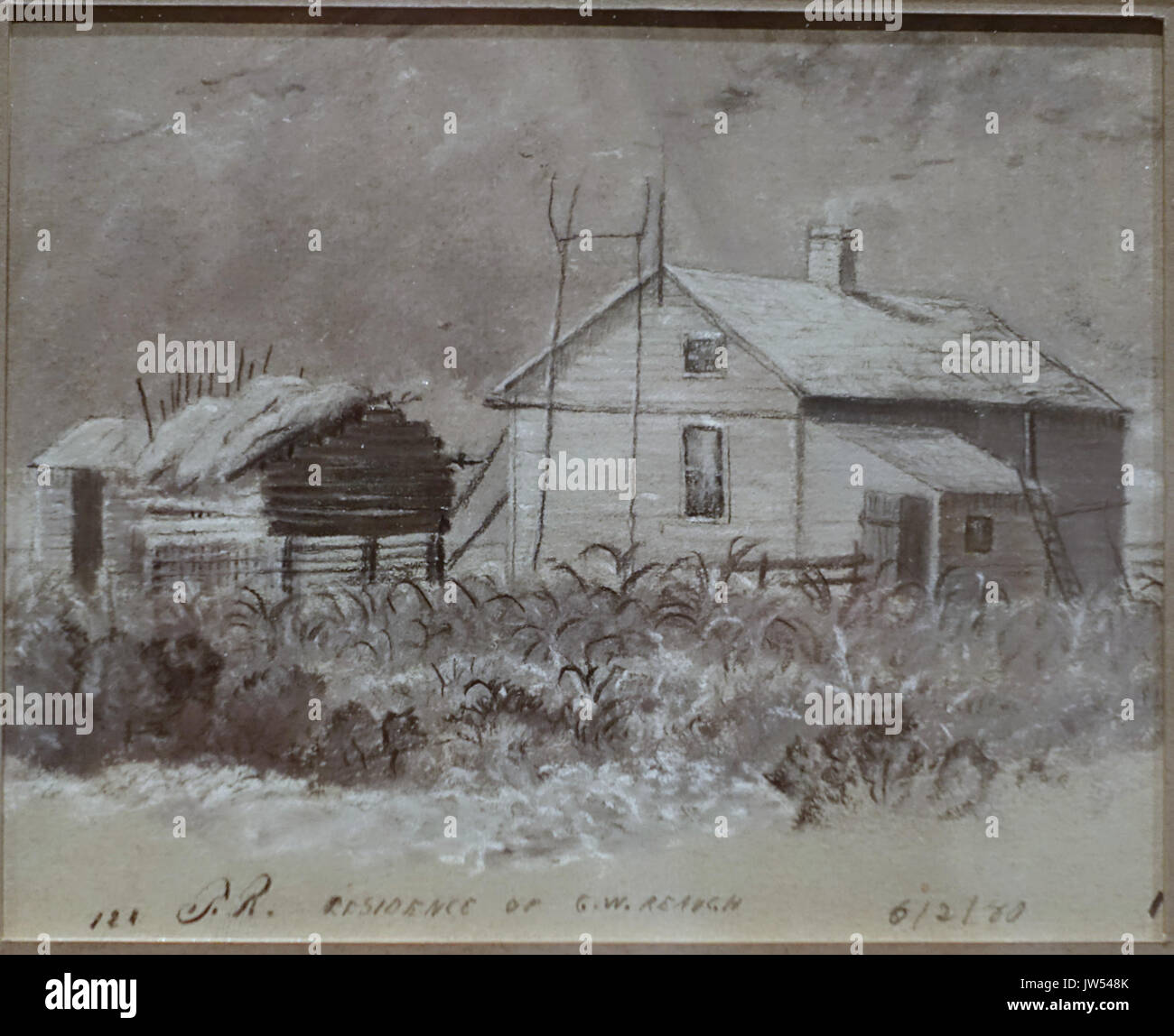 Residence of G W Reaugh at Highpoint, by Frank Reaugh, 1880, pastel and ...