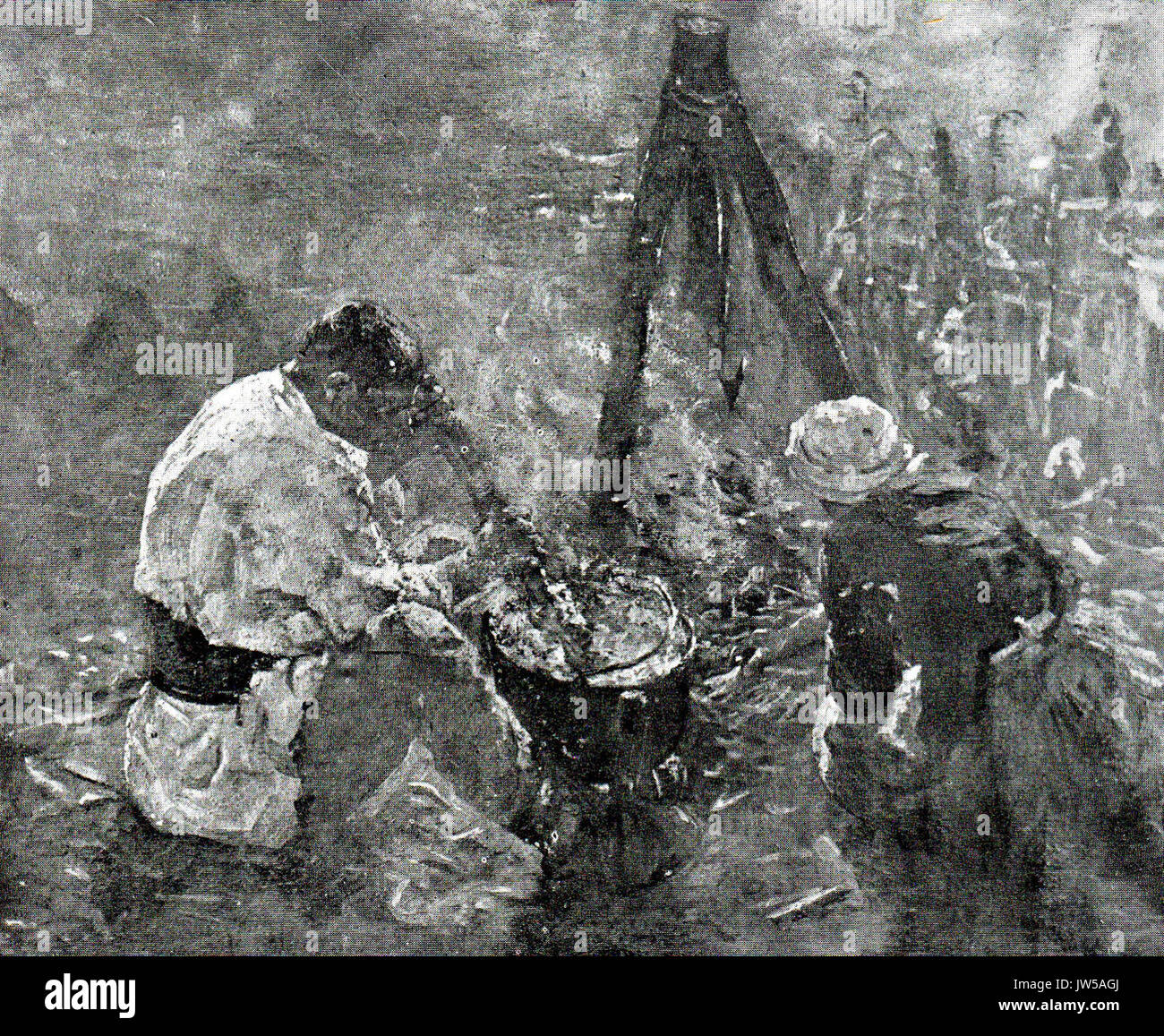 Octav Bancila Tarani facand mamaliga Stock Photo - Alamy