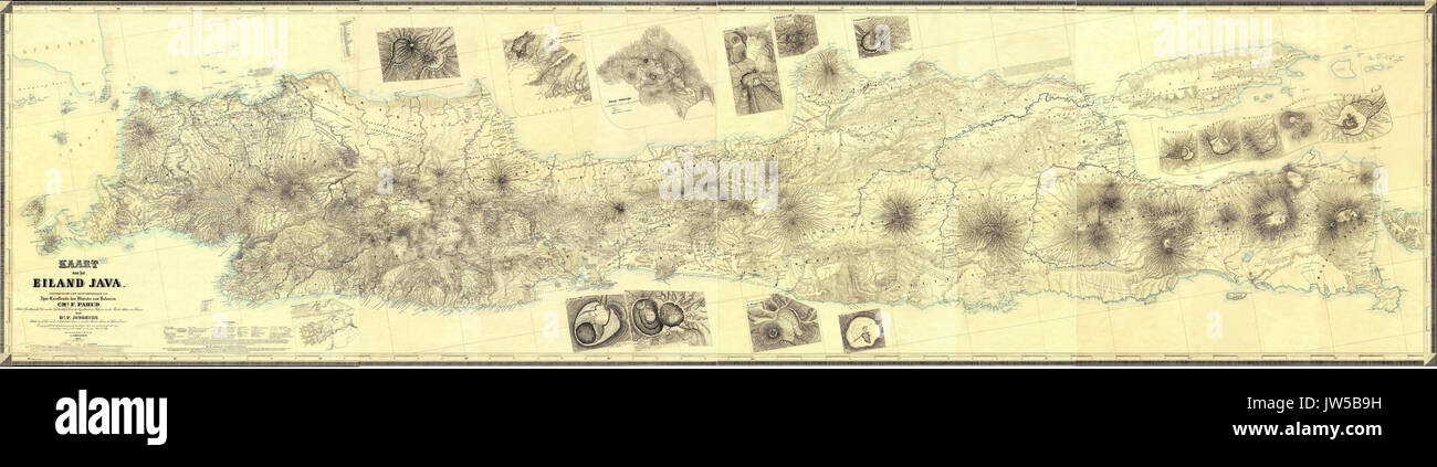 Kaart van het eiland Java Topografische Ausgabe Stock Photo - Alamy