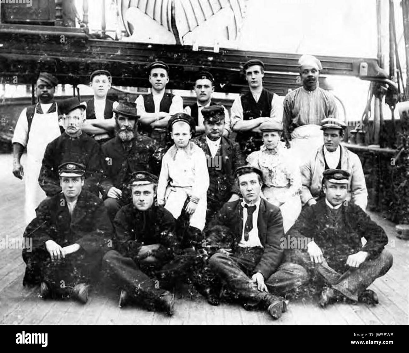 Crew of the three masted ship CELTIC CHIEF on deck, Washington, ca 1900 ...