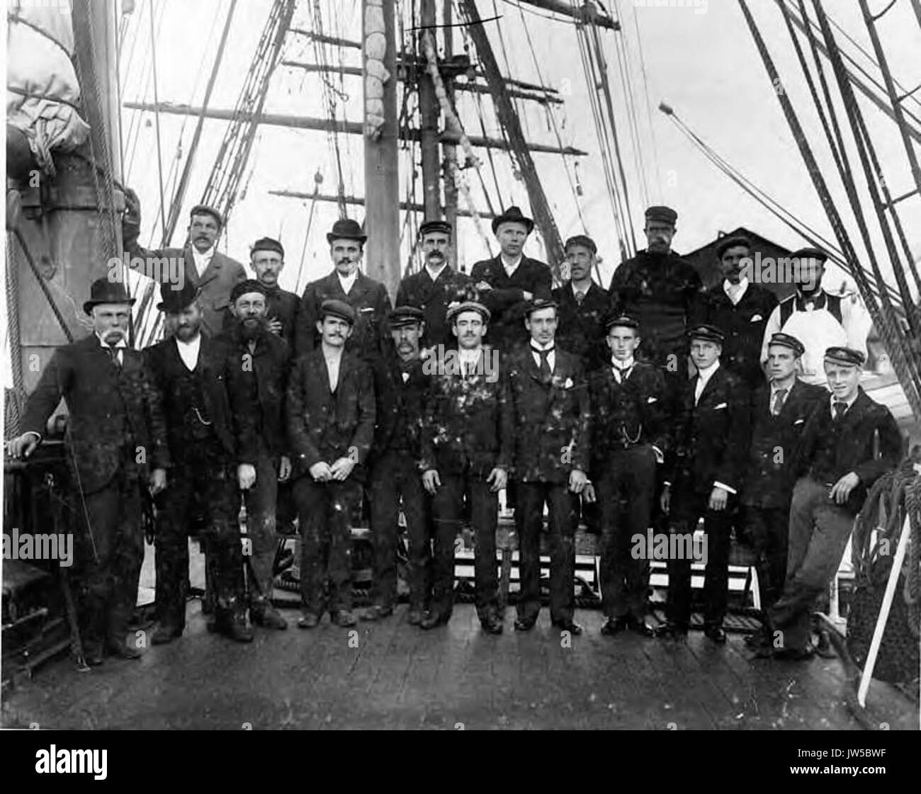 Crew of the four masted bark CLAN GALBRAITH on deck, Washington, ca ...