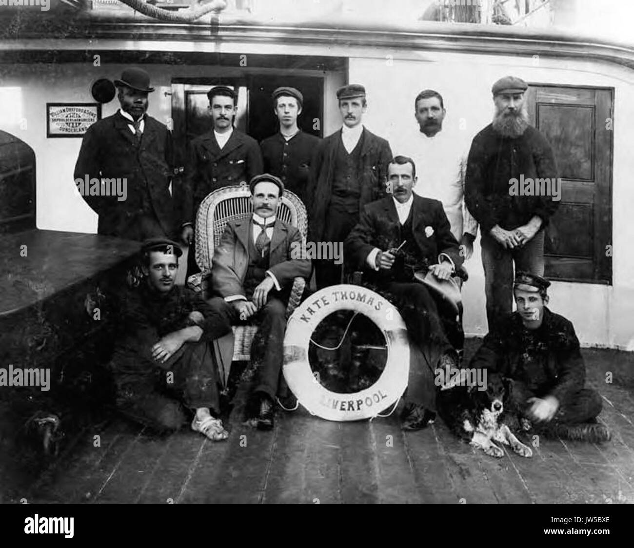 Crew of four masted bark KATE THOMAS at anchor, Washington, ca 1900 ...