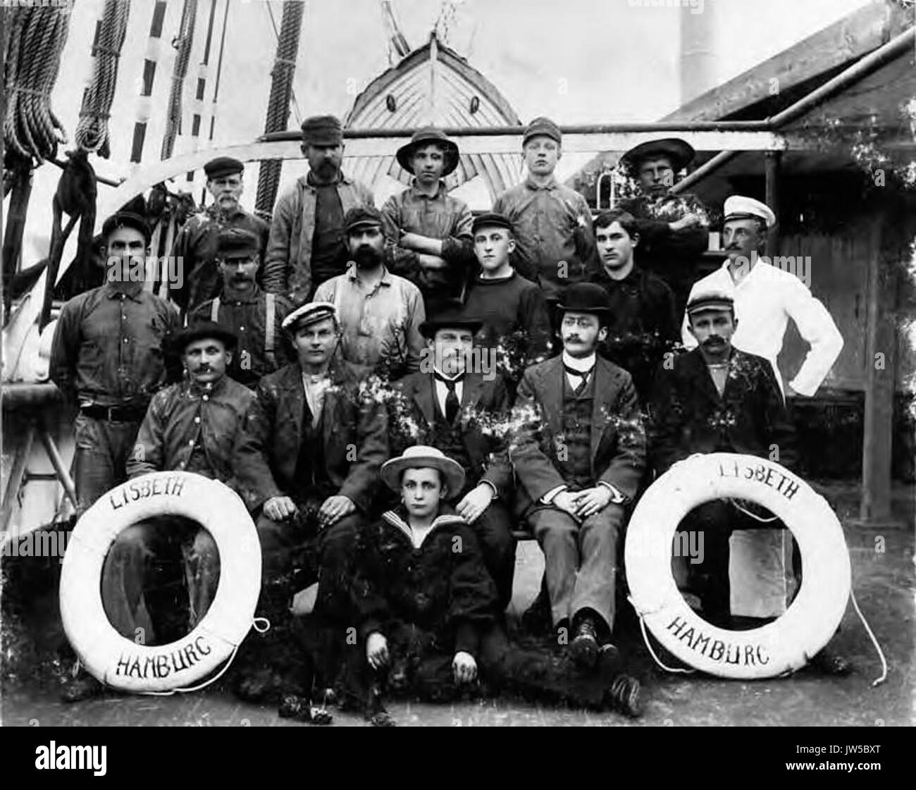 Crew of four masted bark LISBETH on deck, Washington, ca 1900 (HESTER ...
