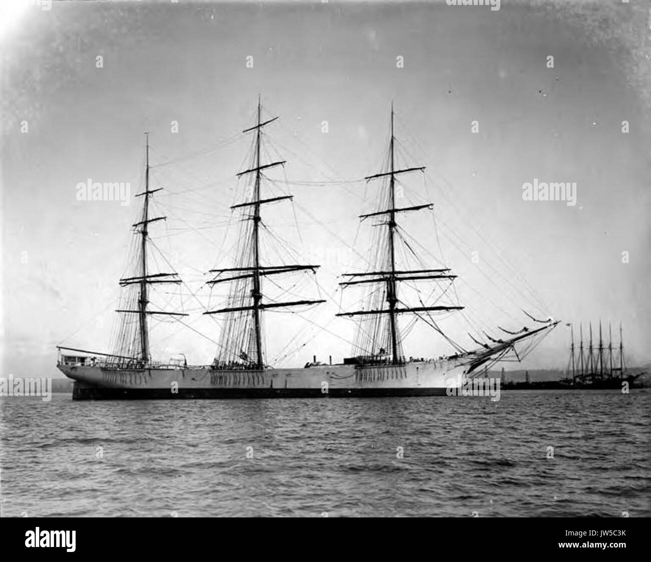 Three masted sailing vessel SP CARLETON at anchor, Washington, ca 1900 ...