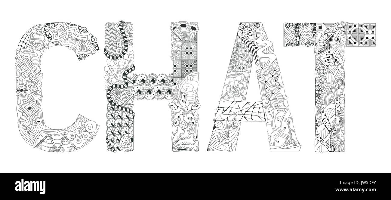 Hand-painted art design. Adult anti-stress coloring page. Black and ...