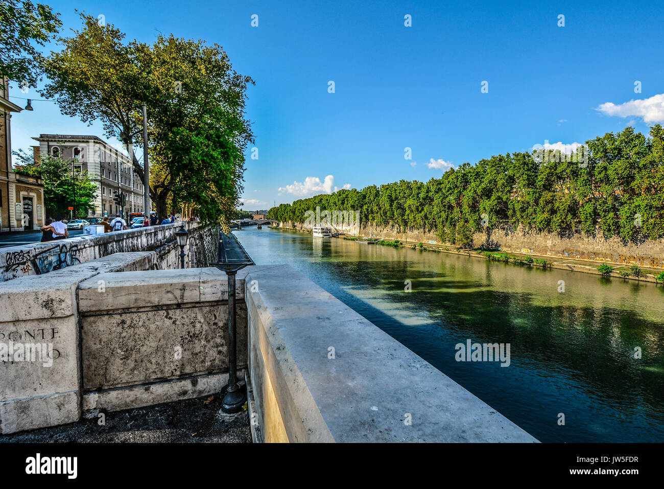 View of the Tiber River in Rome Italy on a late afternoon in early ...