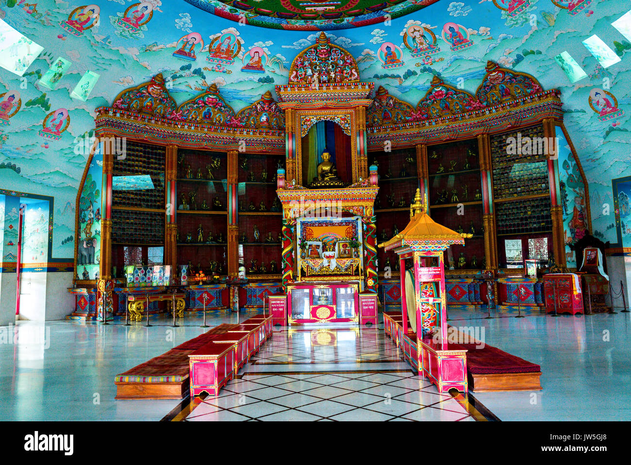 artistic and colourful interior of the great lotus stupa built by ...