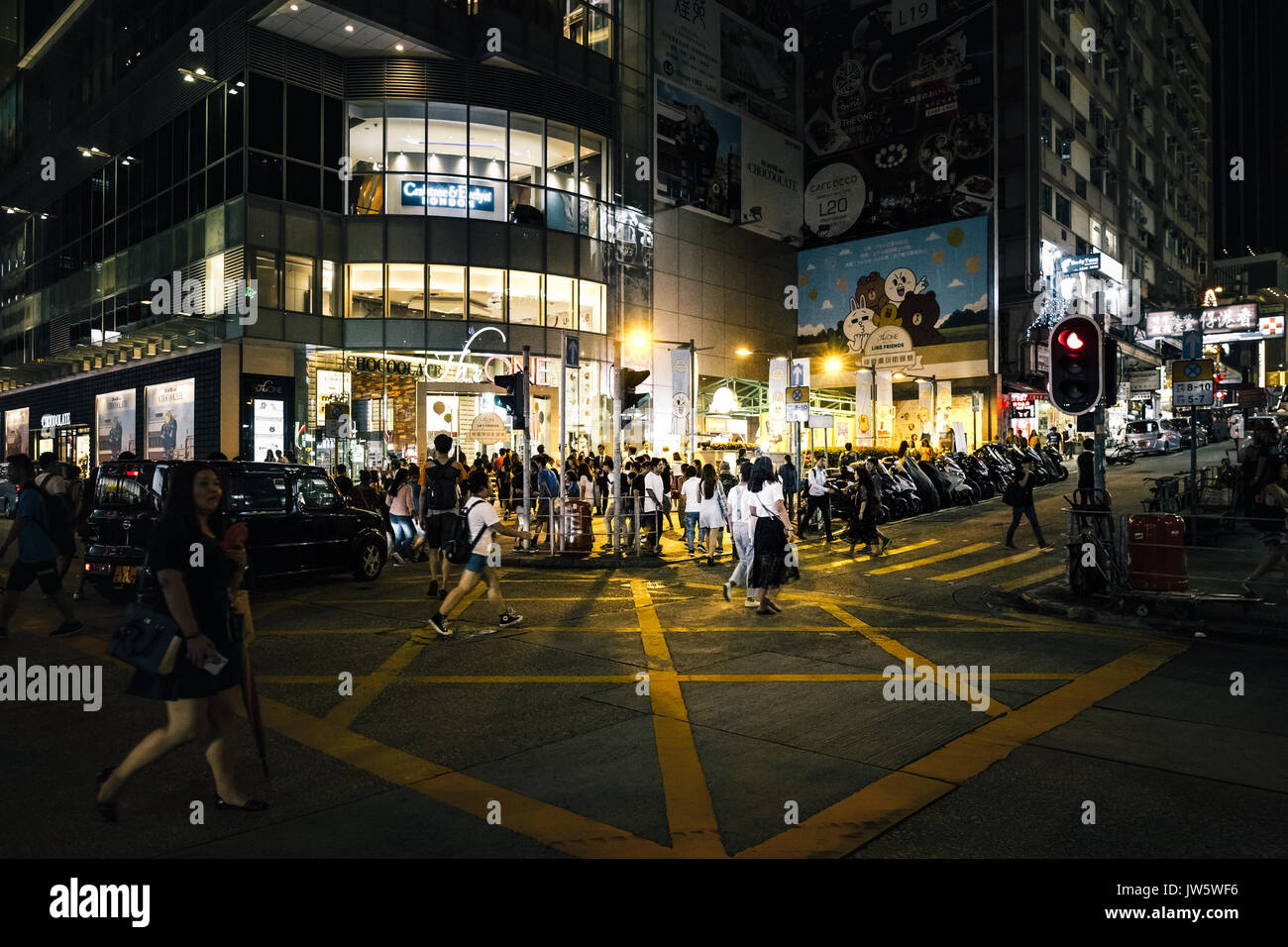 Hong Kong famous street at night in Tsim Sha Tsui Stock Photo - Alamy