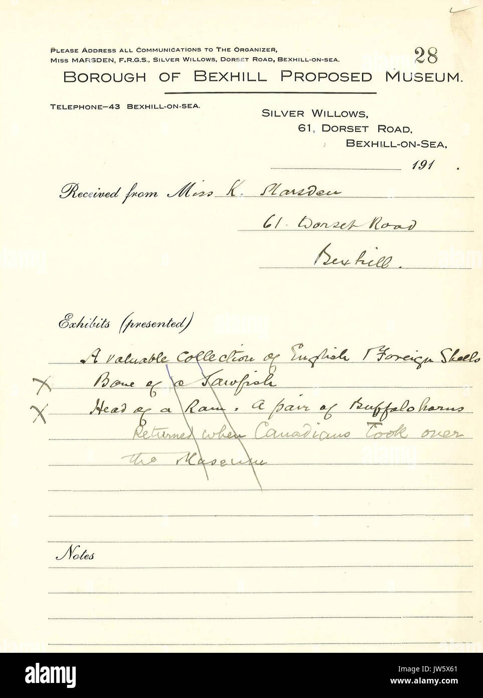 First Accession Register of Bexhill Museum by Kate Marsden Stock Photo ...