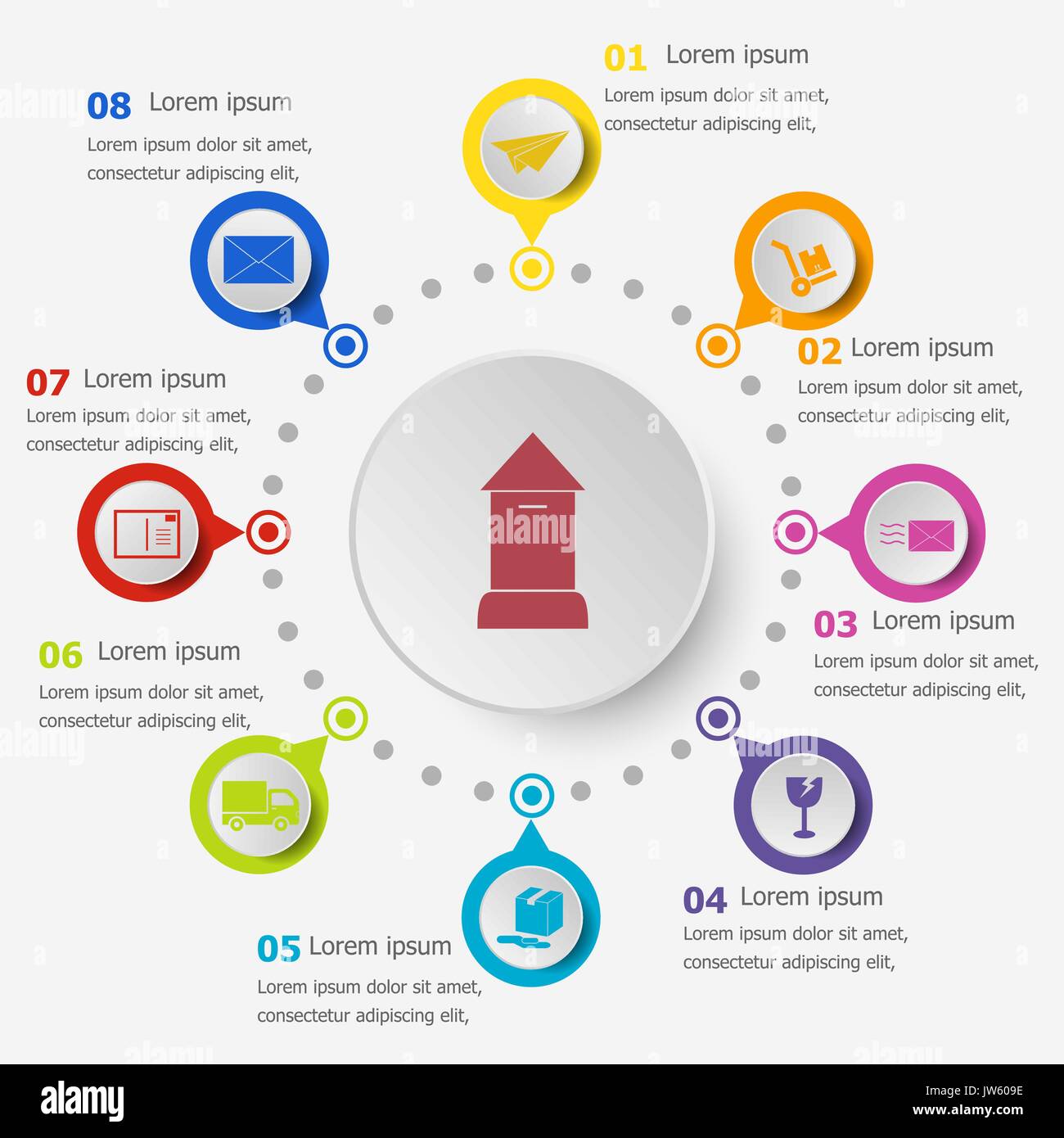 Infographic template with post icons, stock vector Stock Vector Image ...