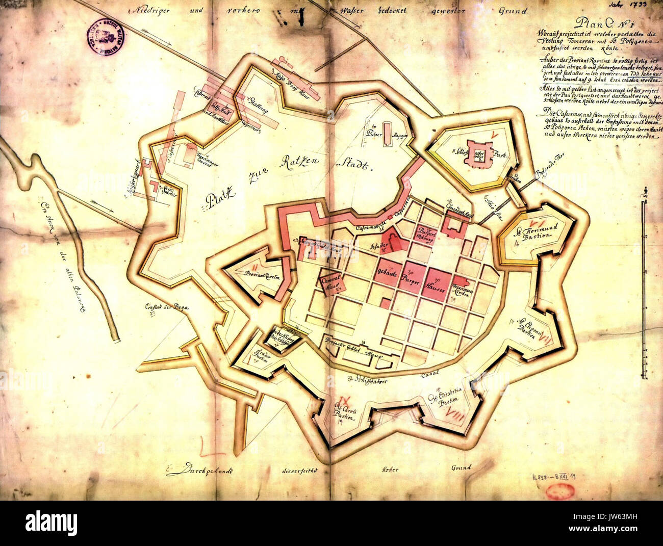 Plan no 3 Festung Temeswar Stock Photo - Alamy