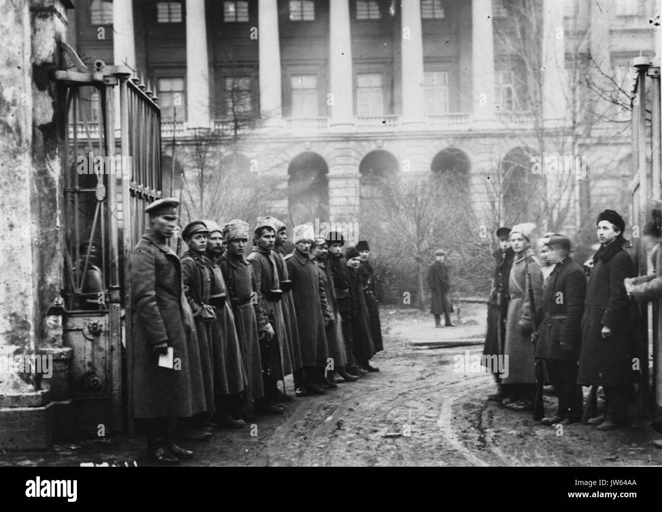 At the gates of Smolny Institute 2 Stock Photo - Alamy