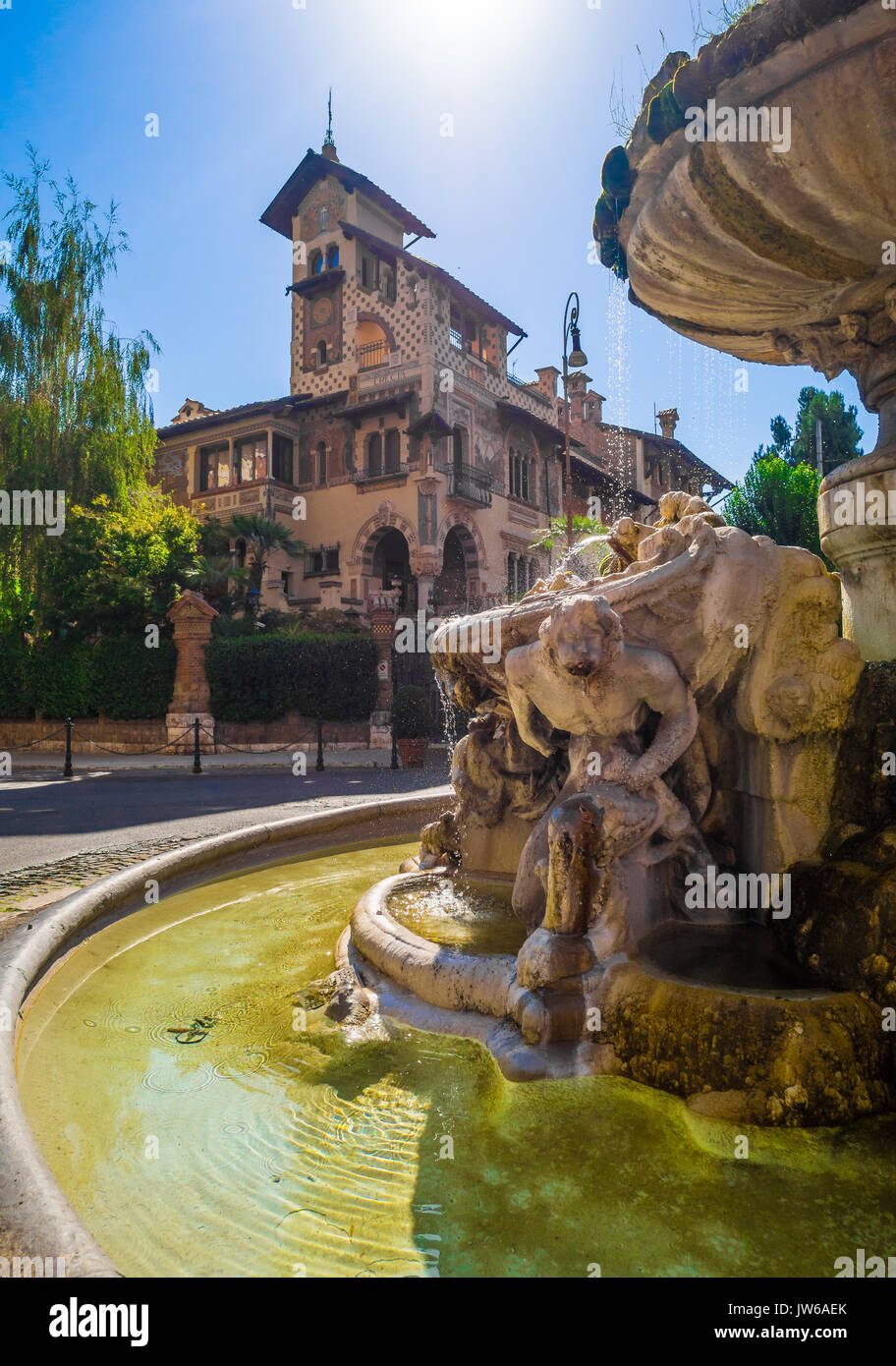 Rome, Italy - The esoteric quarter of Rome, called 'Quartiere Coppedè ...