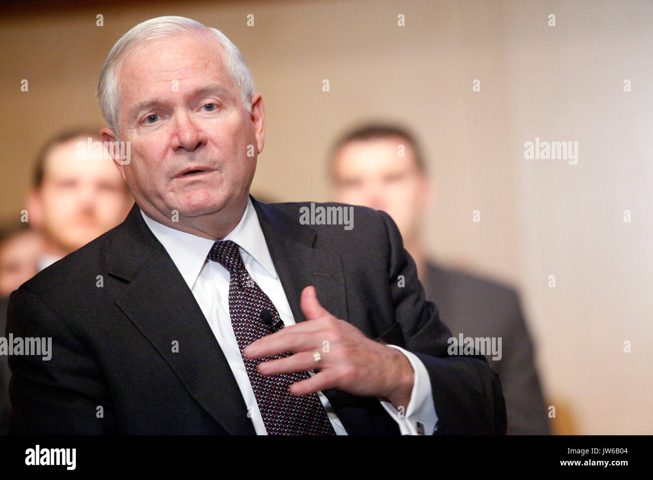 Robert M Gates pictured during a conversation at the National ...