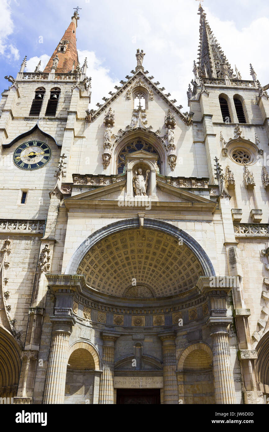 Tower of Saint John the Baptist Cathedral in Lyon, France Stock Photo ...