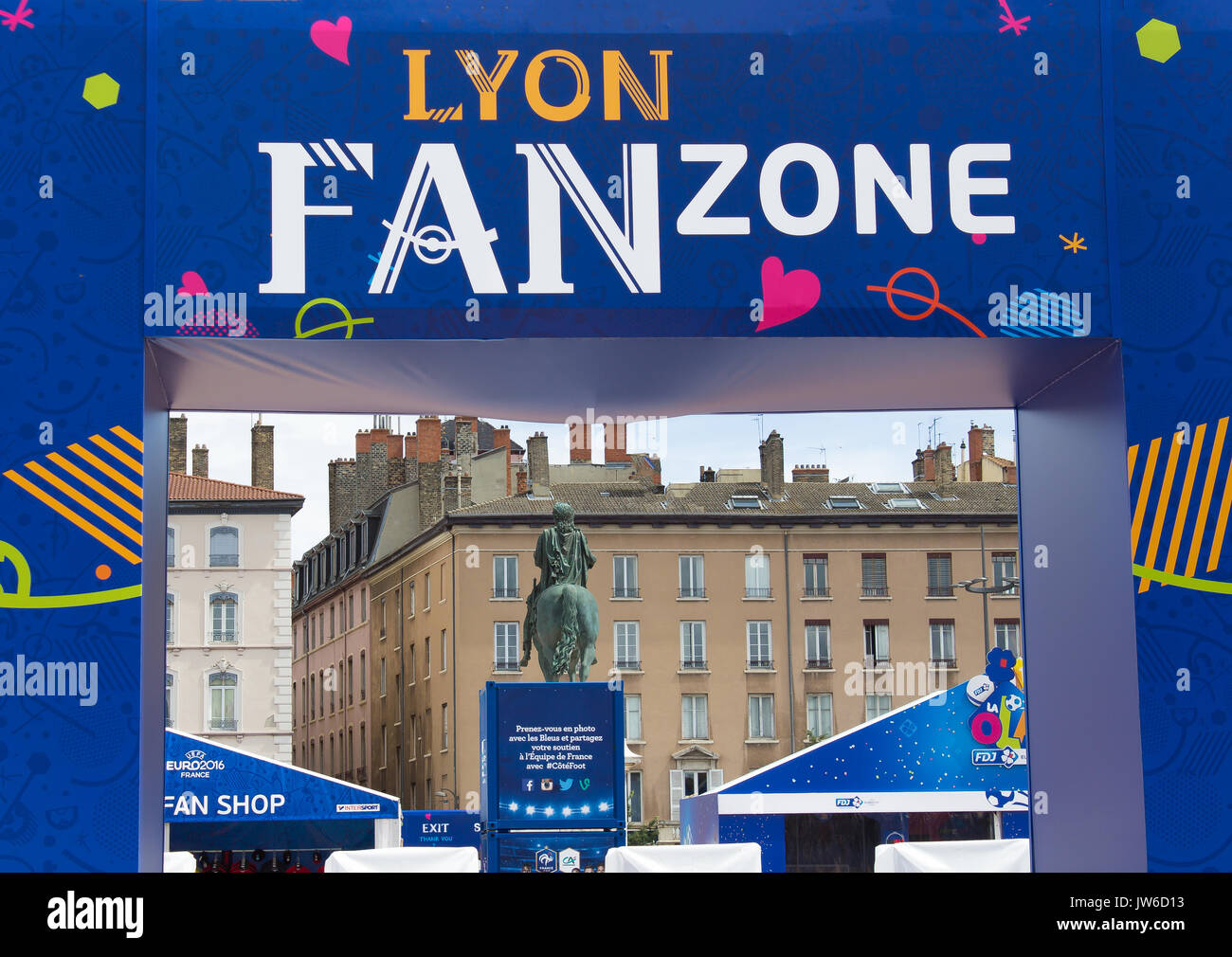 Lyon, France - June 16, 2016: fan zone the European Football ...