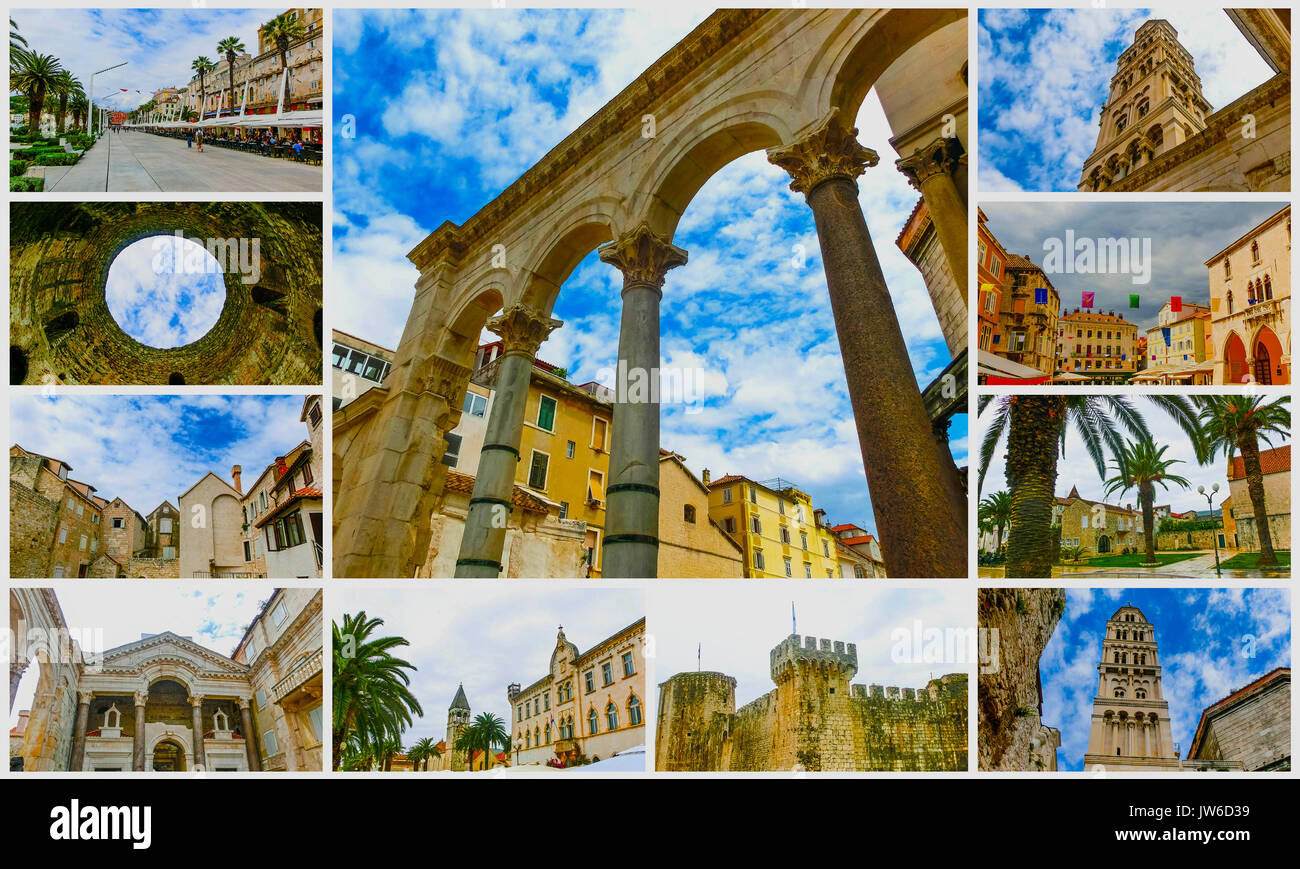 The collage of images at Split, Croatia Stock Photo - Alamy