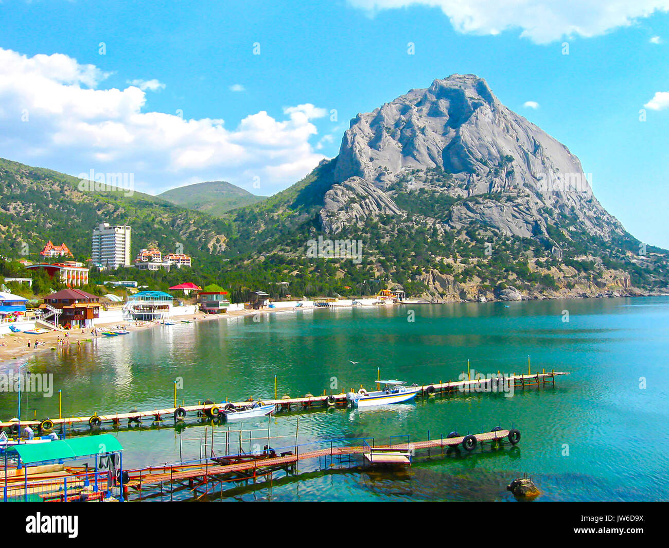 View on city Sudak from Genoese fortress, Crimea Stock Photo - Alamy