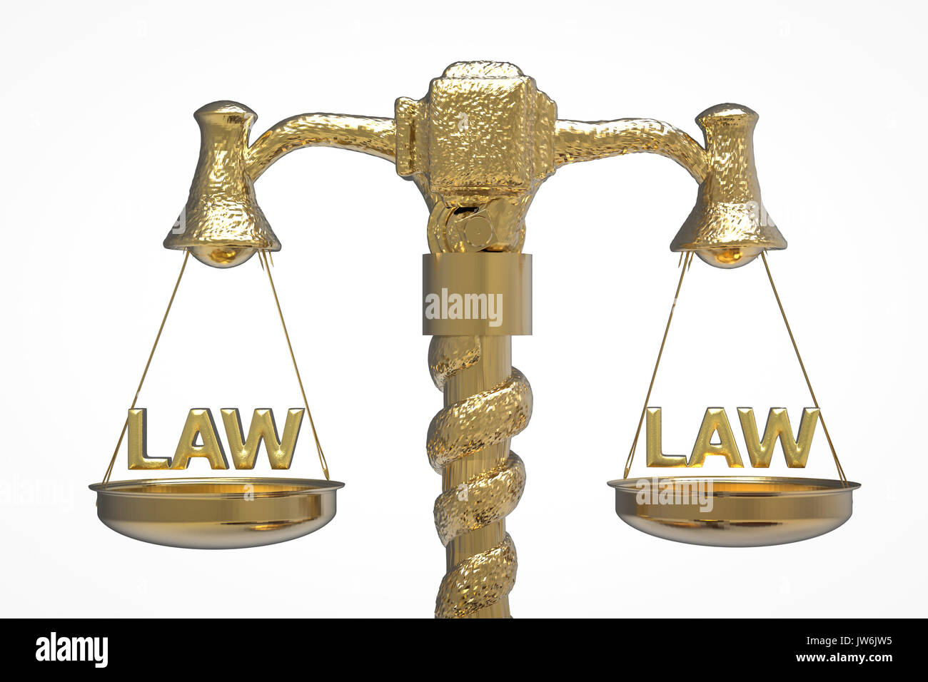 3d rendering golden law scale on white background Stock Photo - Alamy