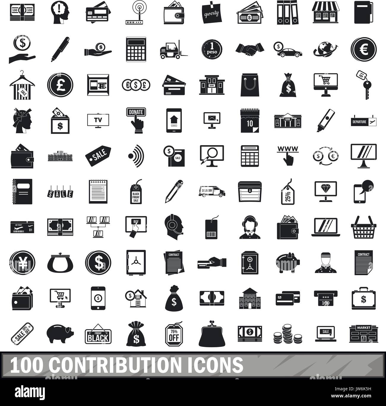 100 contribution icons set, simple style Stock Vector Image & Art - Alamy