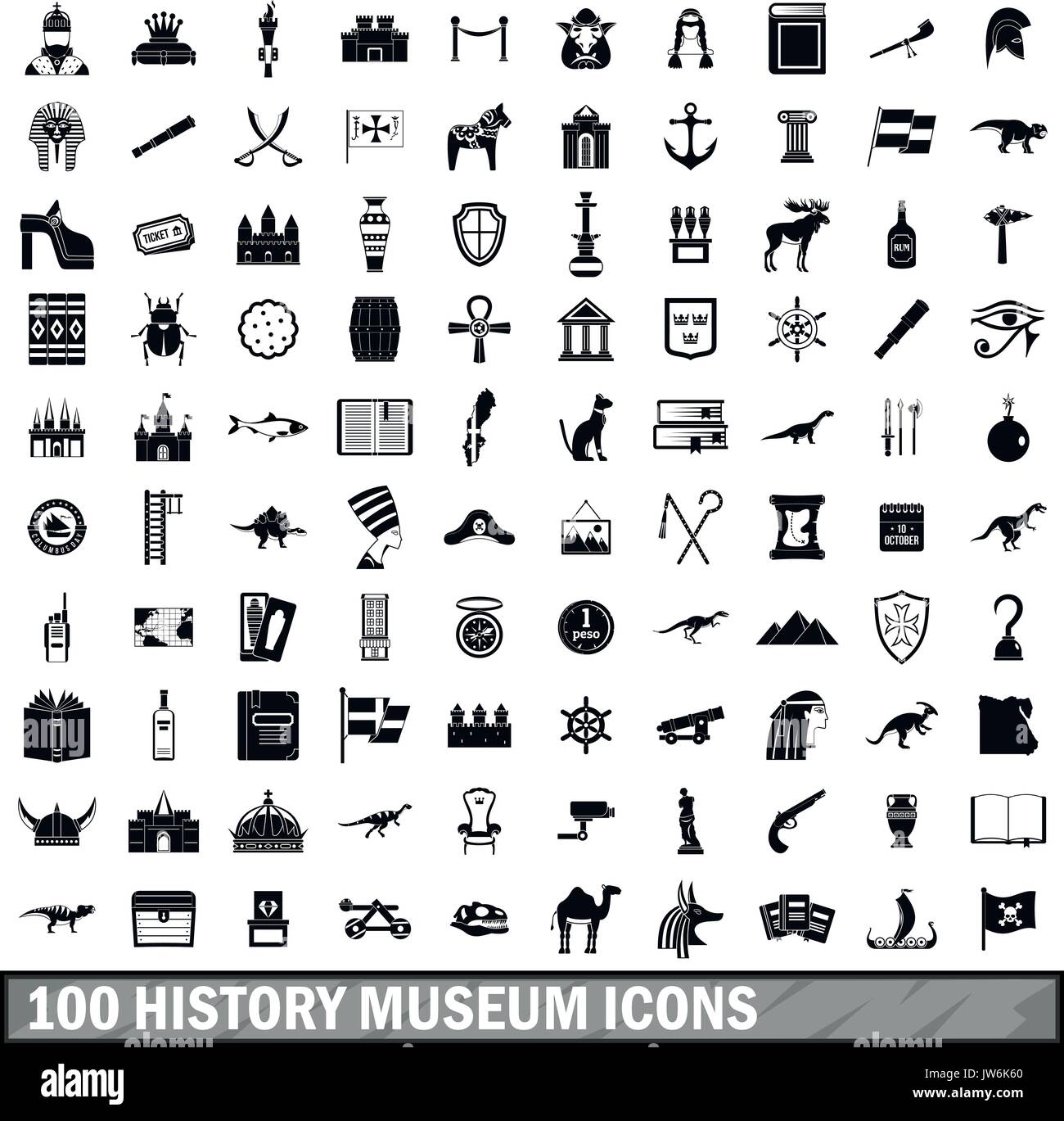 100 history museum icons set, simple style Stock Vector Image & Art - Alamy