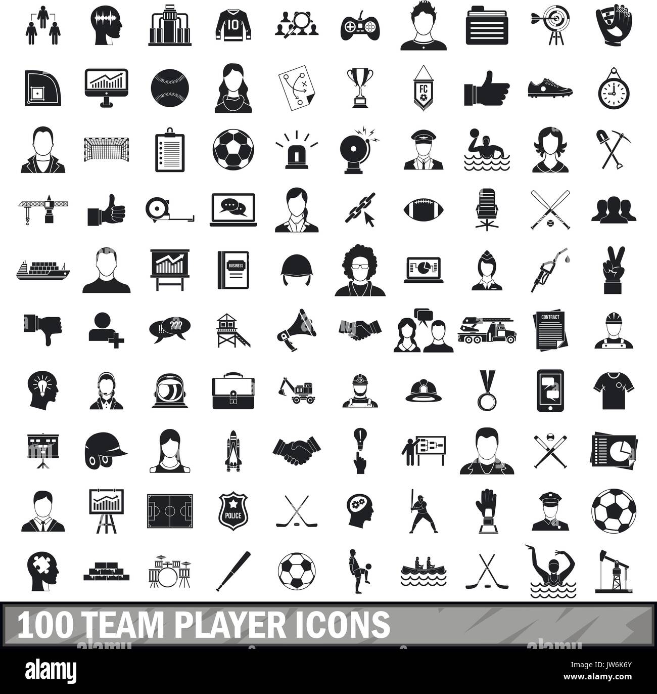 100 team player icons set, simple style Stock Vector Image & Art - Alamy