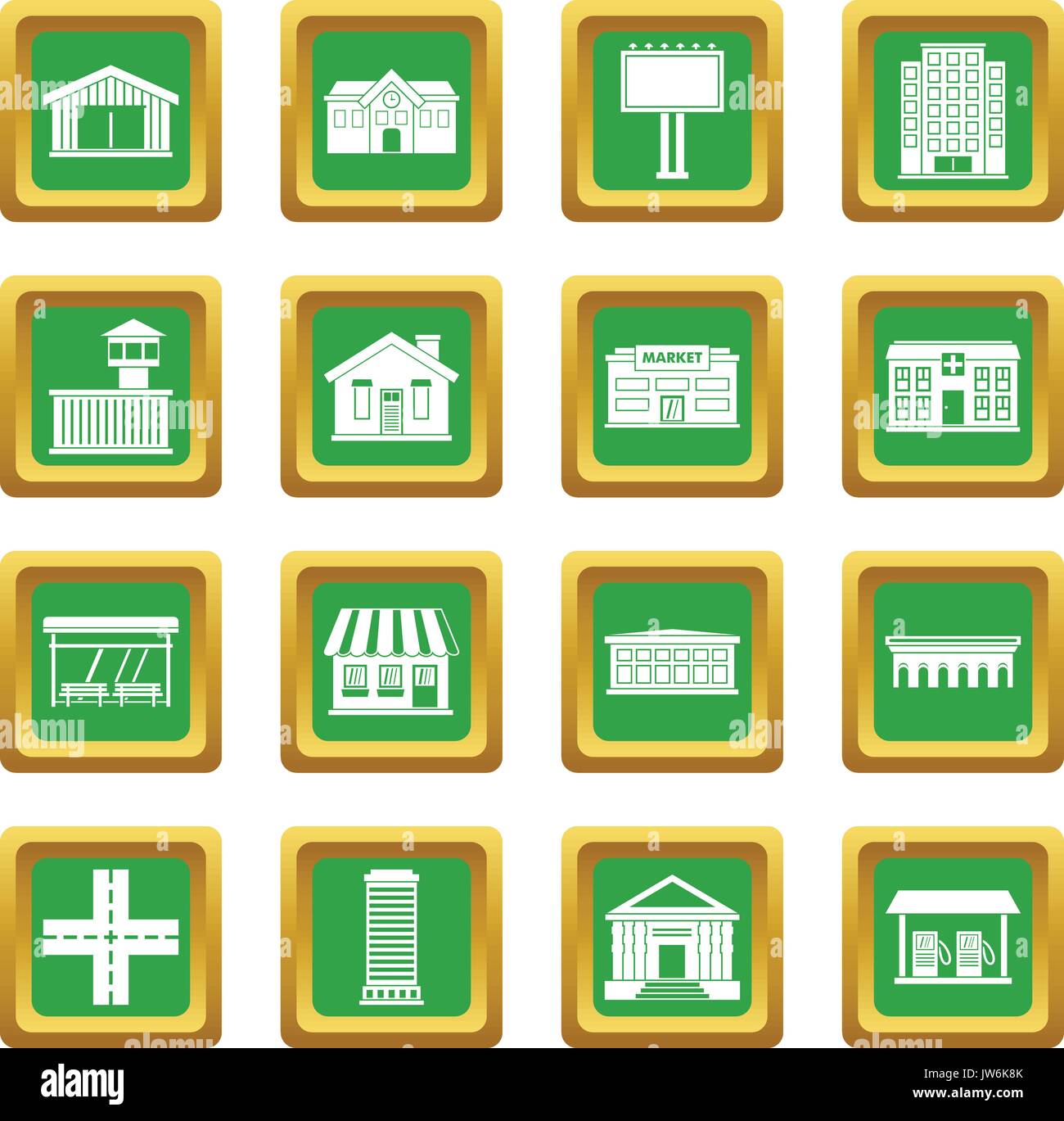 City infrastructure items icons set green Stock Vector Image & Art - Alamy