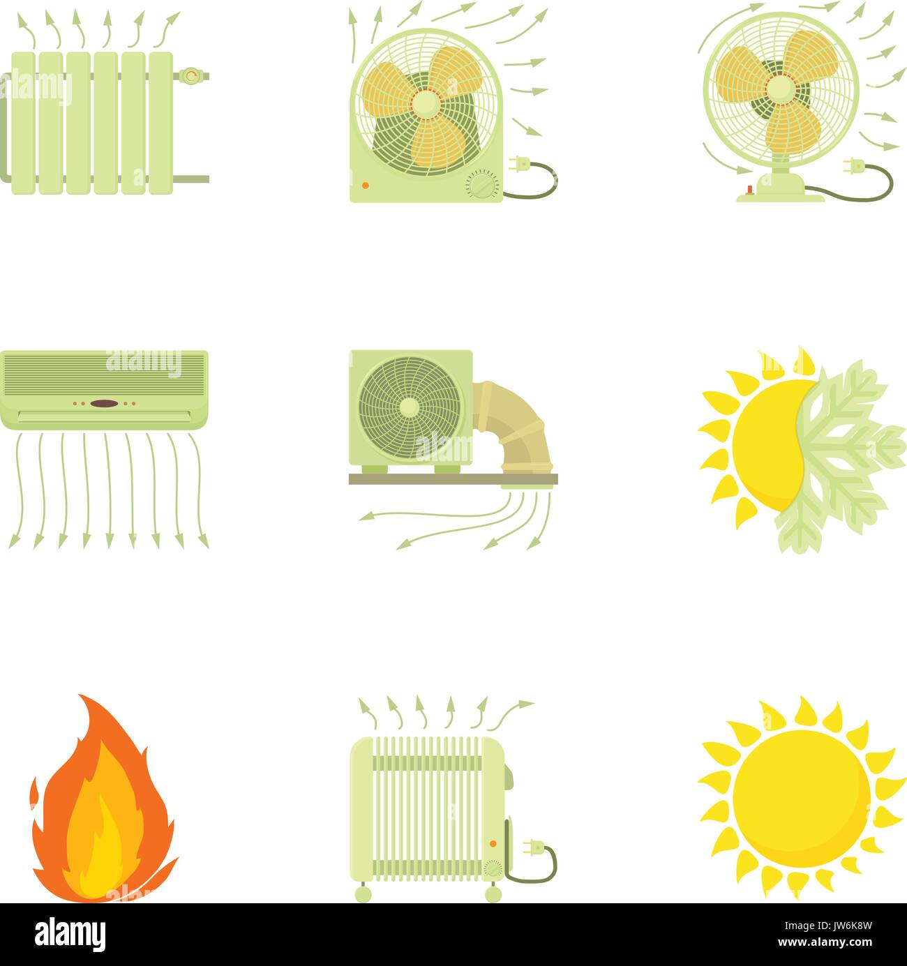 Heating icons set, cartoon style Stock Vector Image & Art - Alamy