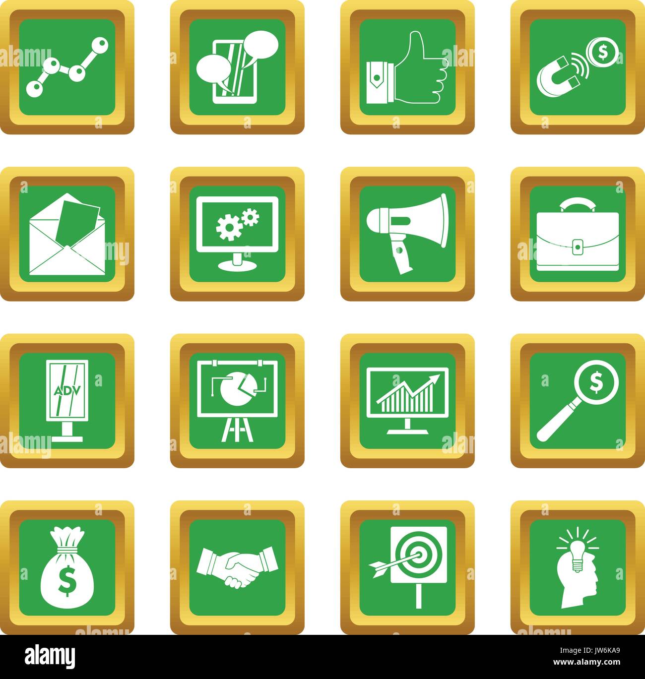 Marketing items icons set green Stock Vector Image & Art - Alamy