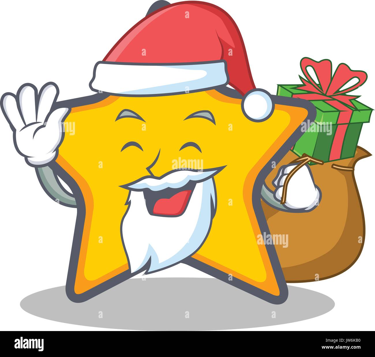 Santa with gift star character cartoon style Stock Vector Image & Art ...