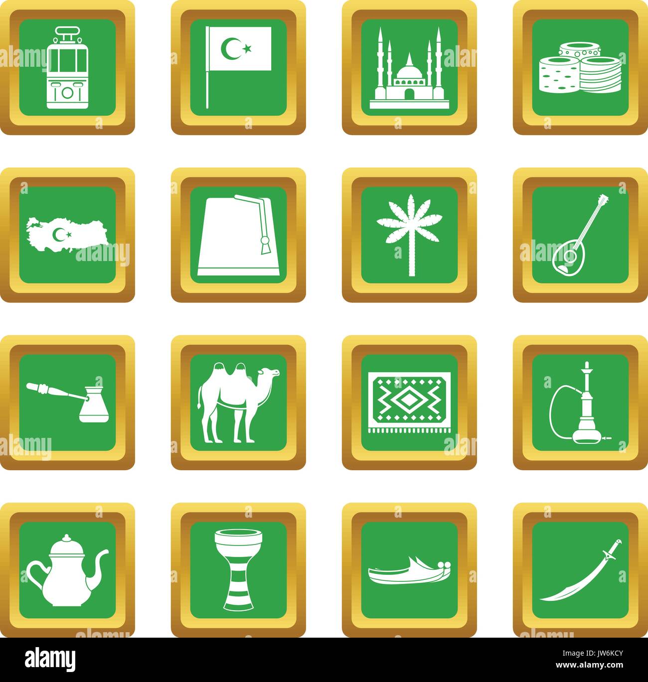 Turkey travel icons set green Stock Vector Image & Art - Alamy
