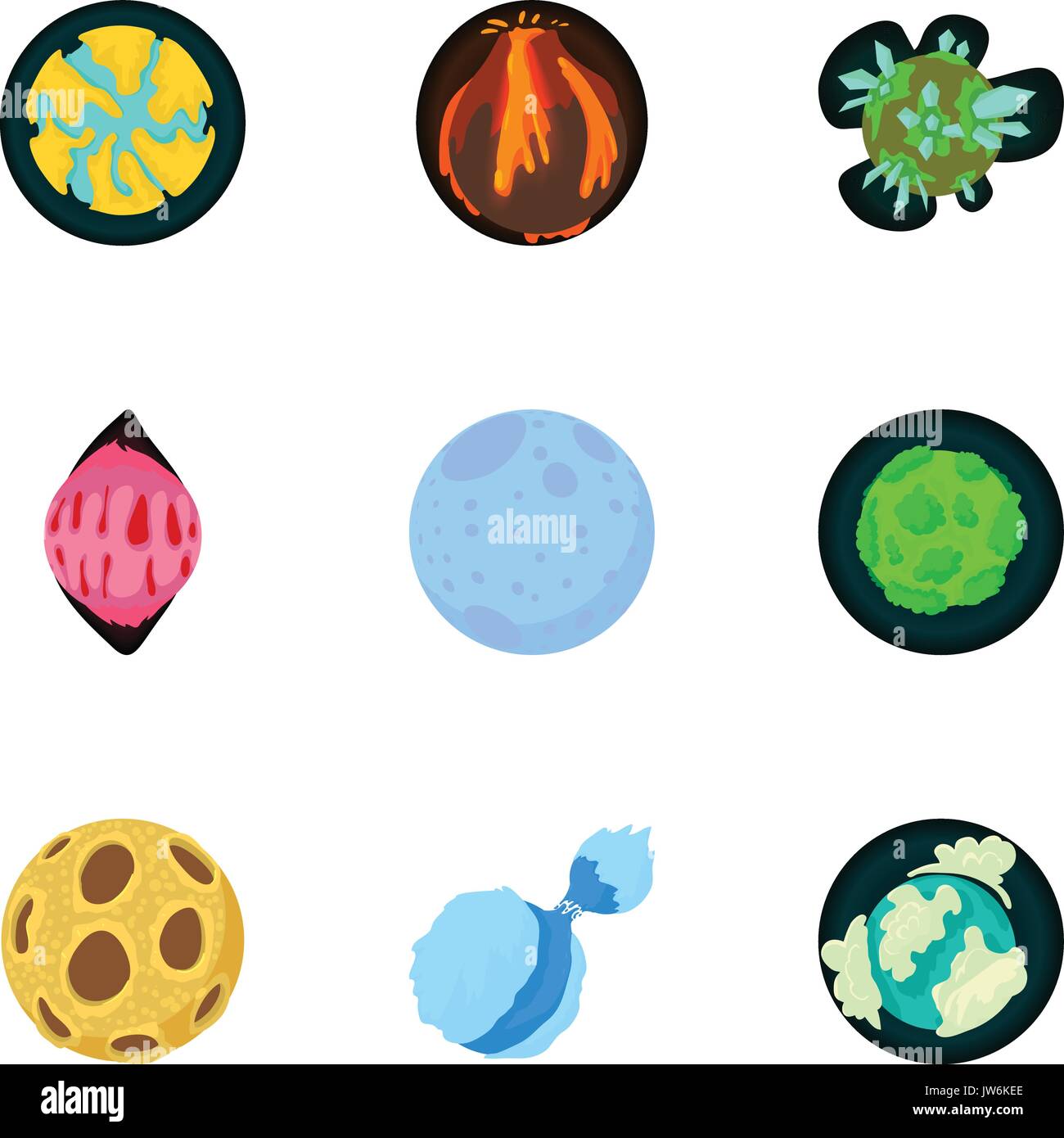 Planet icons set, cartoon style Stock Vector Image & Art - Alamy