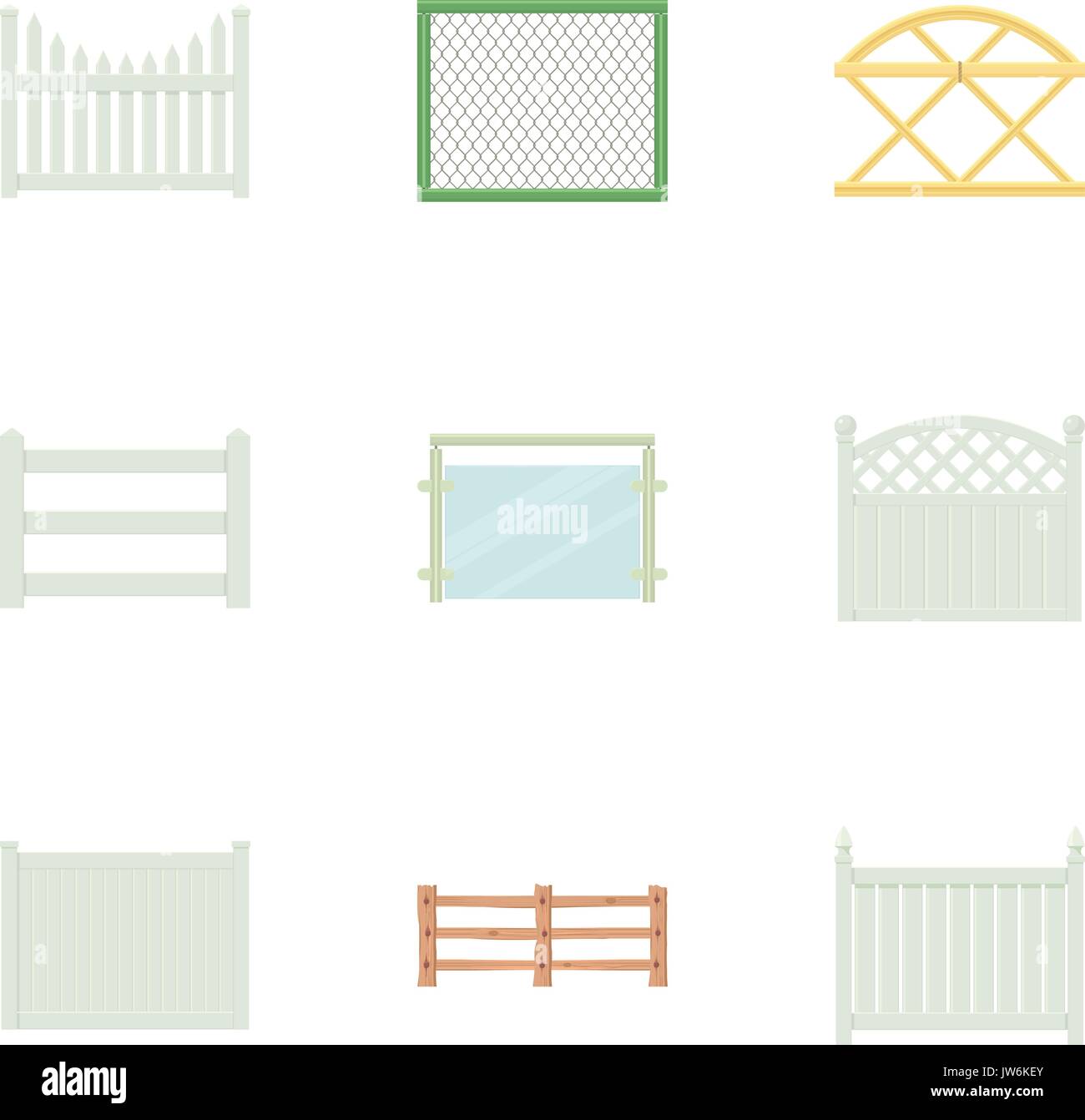 Fence icons set, cartoon style Stock Vector Image & Art - Alamy