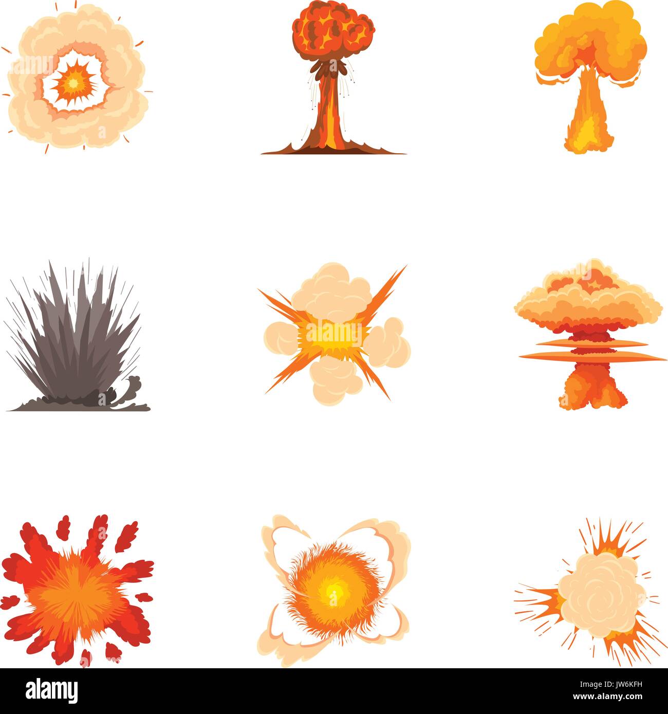 Explosion icons set, cartoon style Stock Vector Image & Art - Alamy