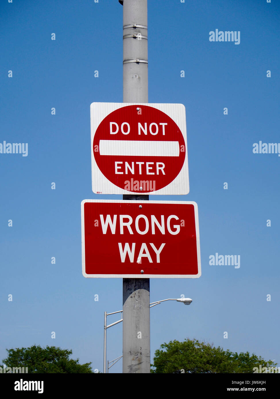 Signs do not enter and wrong way Stock Photo - Alamy