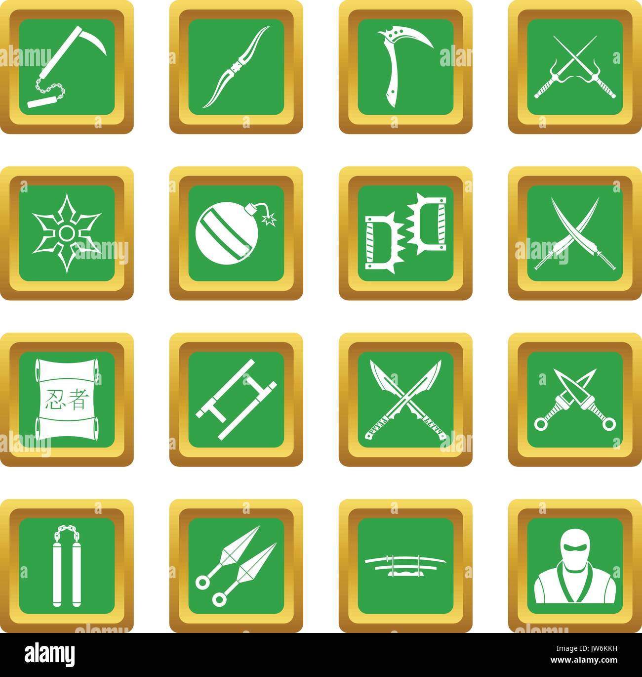 Ninja tools icons set green Stock Vector Image & Art - Alamy