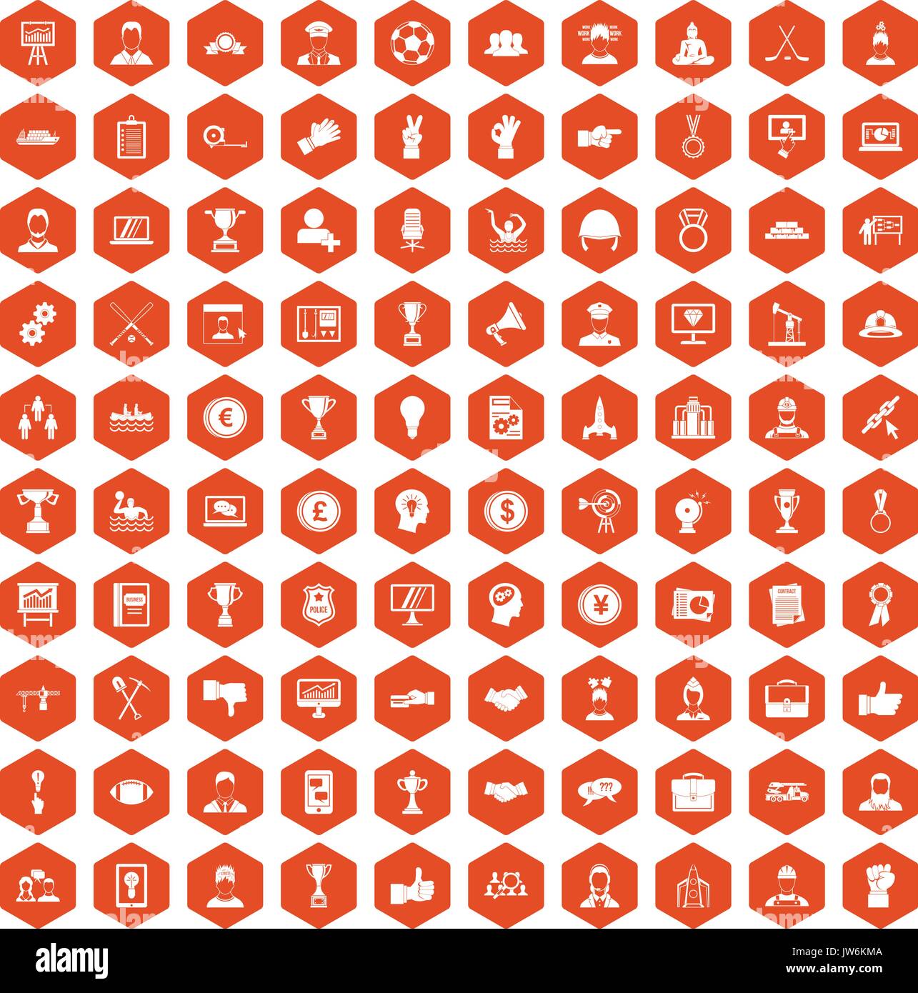 100 leadership icons hexagon orange Stock Vector Image & Art - Alamy