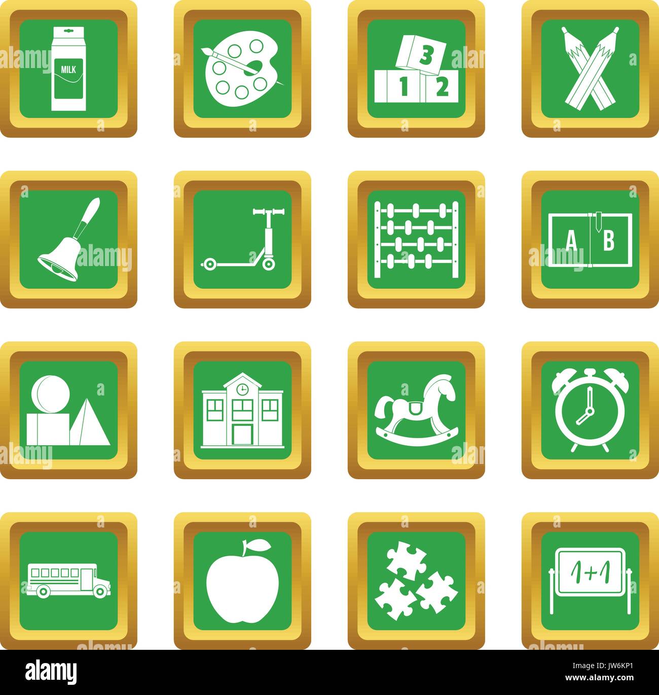 Kindergarten symbol icons set green Stock Vector Image & Art - Alamy