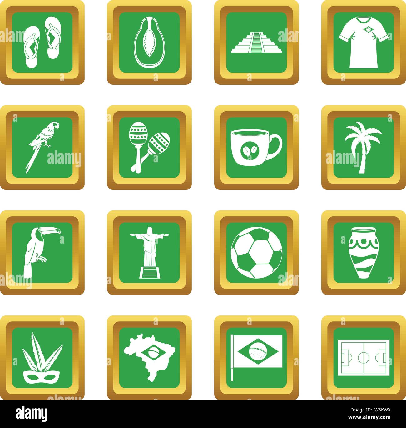 Brazil travel symbols icons set green Stock Vector Image & Art - Alamy