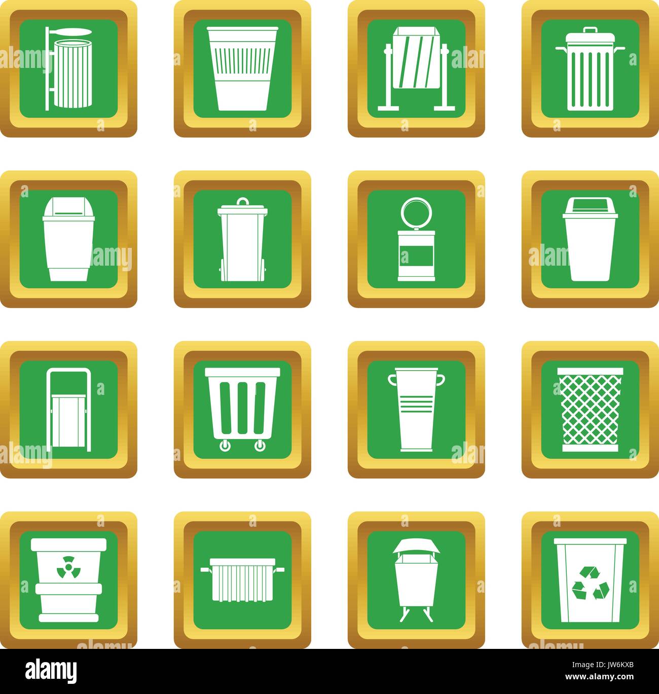 Garbage container icons set green Stock Vector Image & Art - Alamy