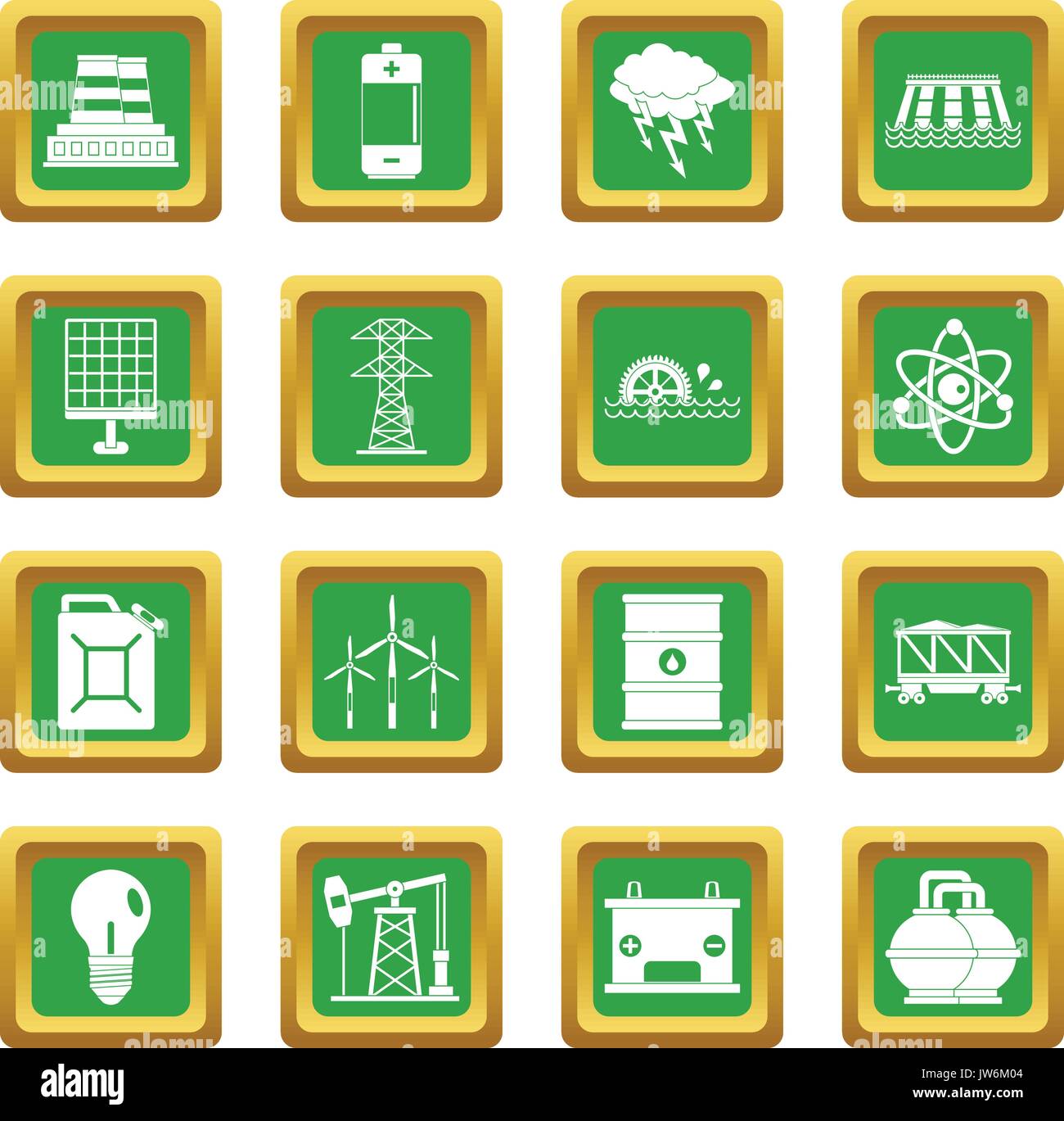 Energy sources items icons set green Stock Vector Image & Art - Alamy