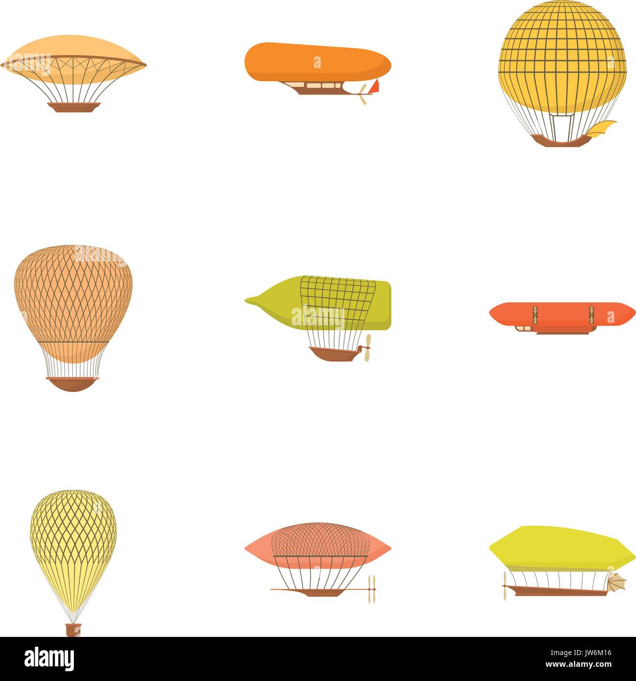 Different airships icons set, cartoon style Stock Vector Image & Art ...