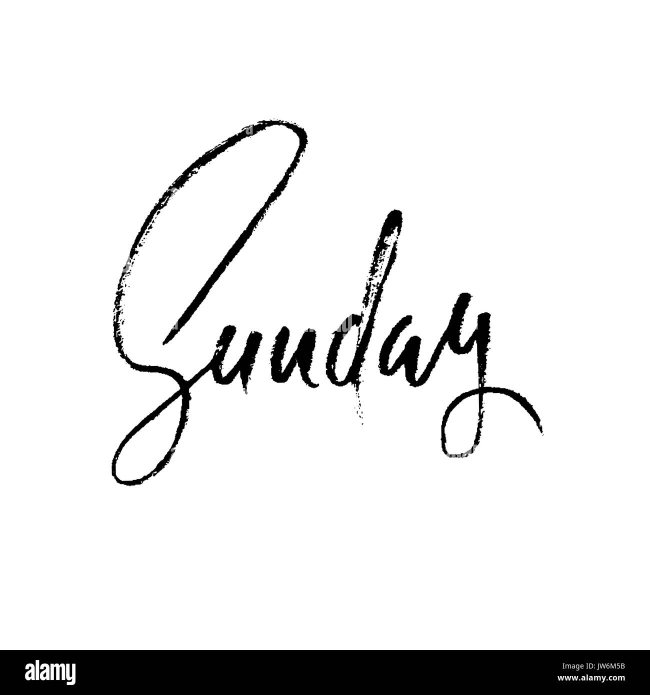 Sunday. Day of a week. Handdrawn modern brush lettering. Vector ...
