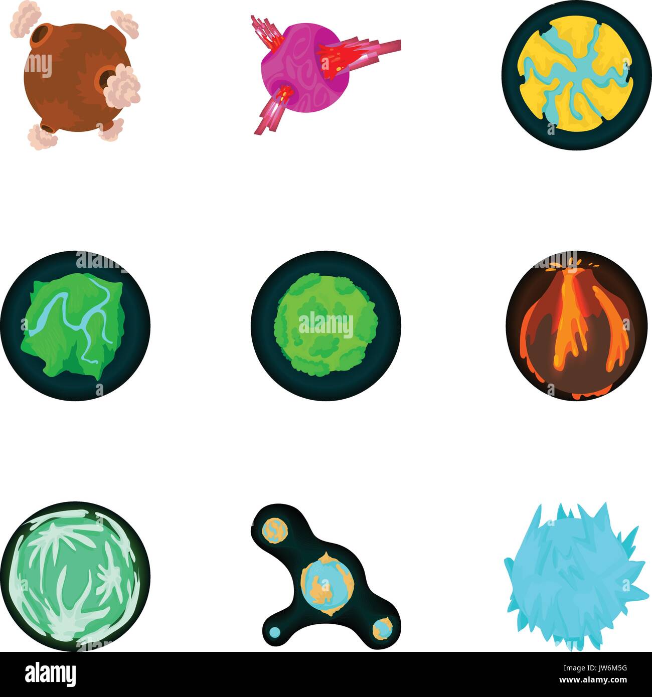 Galaxy planet icons set, cartoon style Stock Vector Image & Art - Alamy